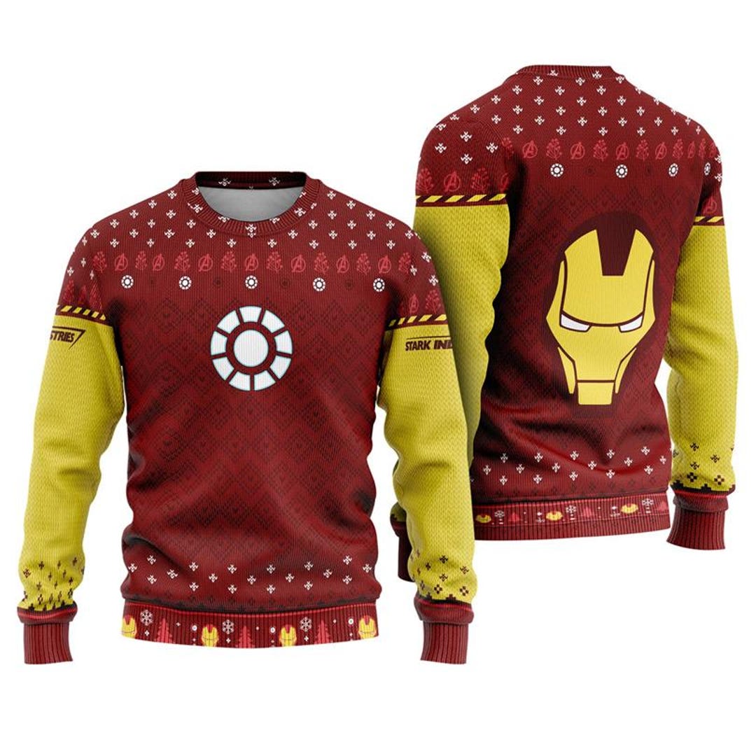 A Very Tony Stark Iron Man Ugly Christmas Sweater, Avengers Christmas ...