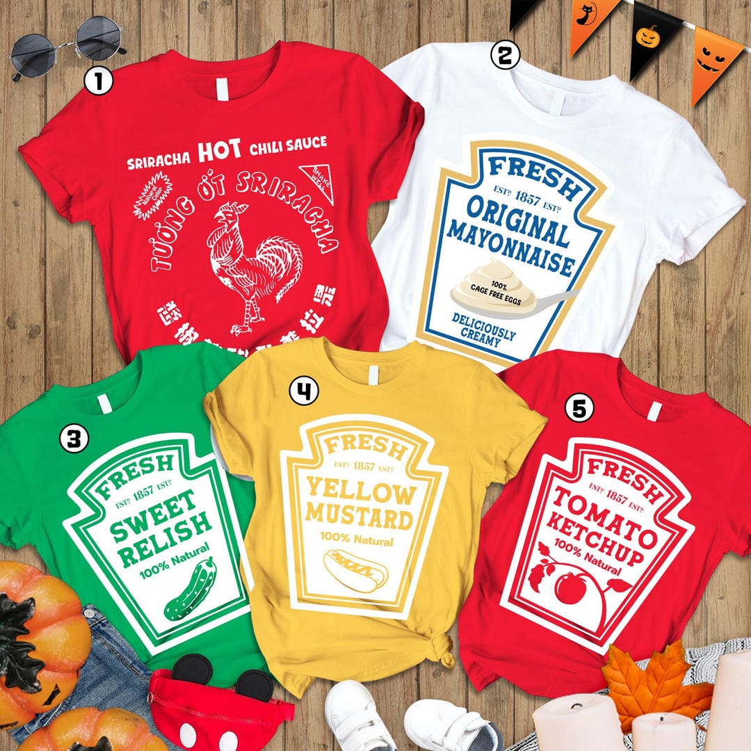 Condiments Halloween Costume Shirt, Ketchup Relish Mustard Mayo ...
