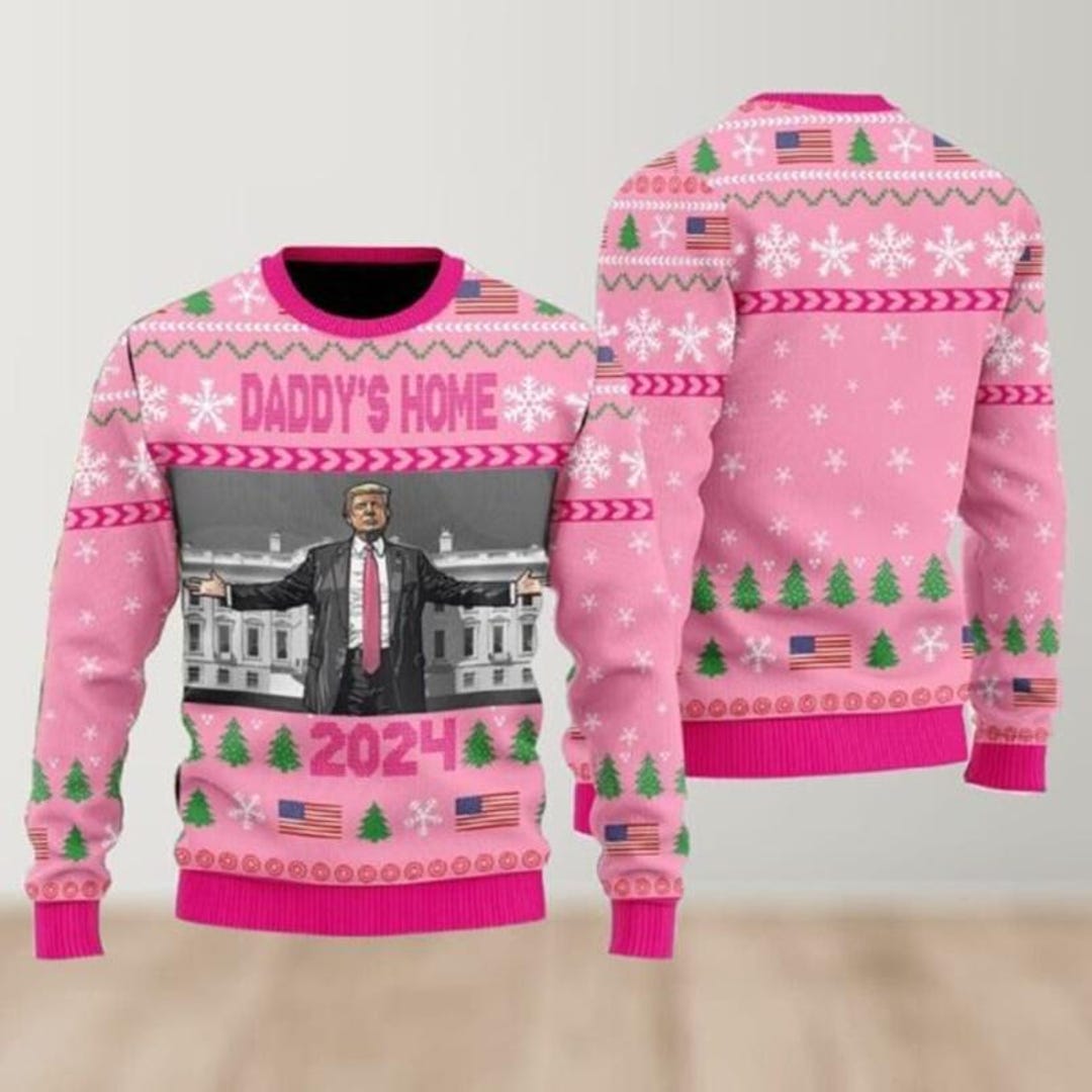 Daddy's Home Ugly Christmas Sweater, White House Trump 2024 Sweatshirt ...