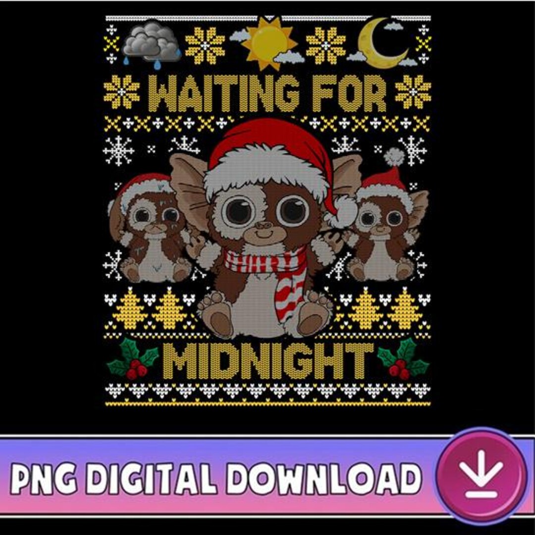 Gremlins Christmas PNG, Gizmo Waiting for Midnight Christmas Png, Gizmo ...