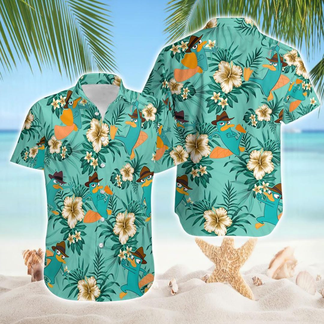 Perry the Platypus in Phineas and Ferb Swirling Hawaiian Shirt, Agent P ...
