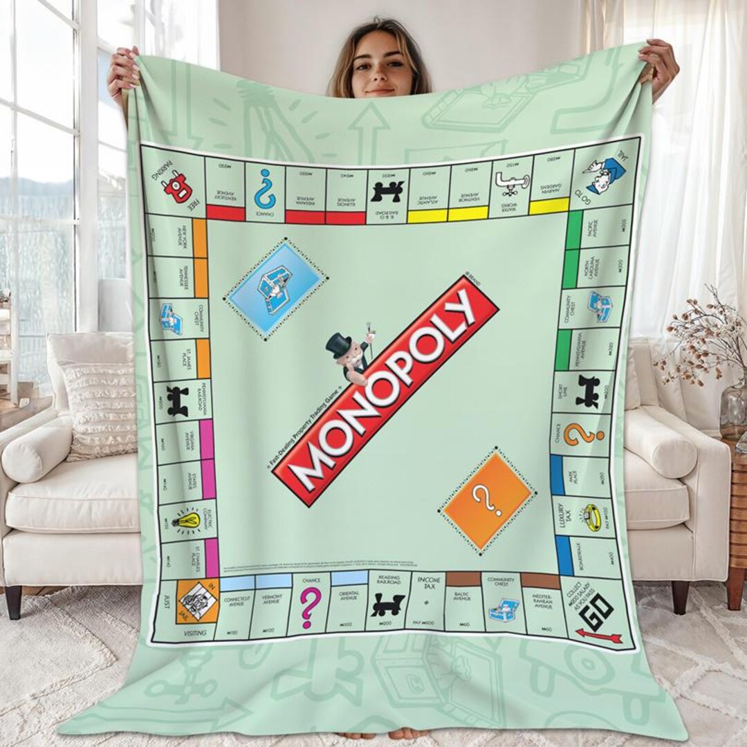 Board Game Monopoly Blanket, Monopoly Fleece Blanket, Monopoly Board ...
