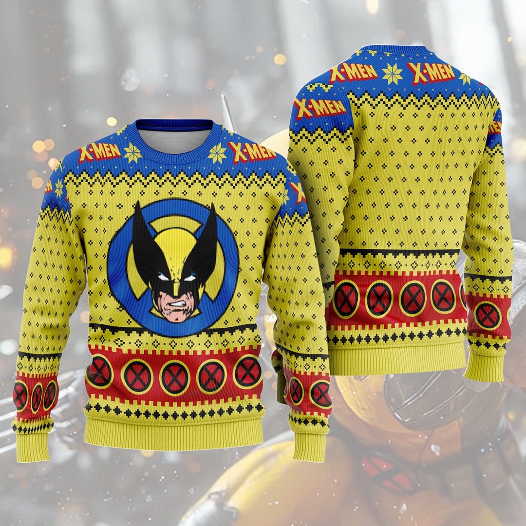 Superhero Wolverine Christmas Ugly Sweater, Logan Wolverine Christmas ...