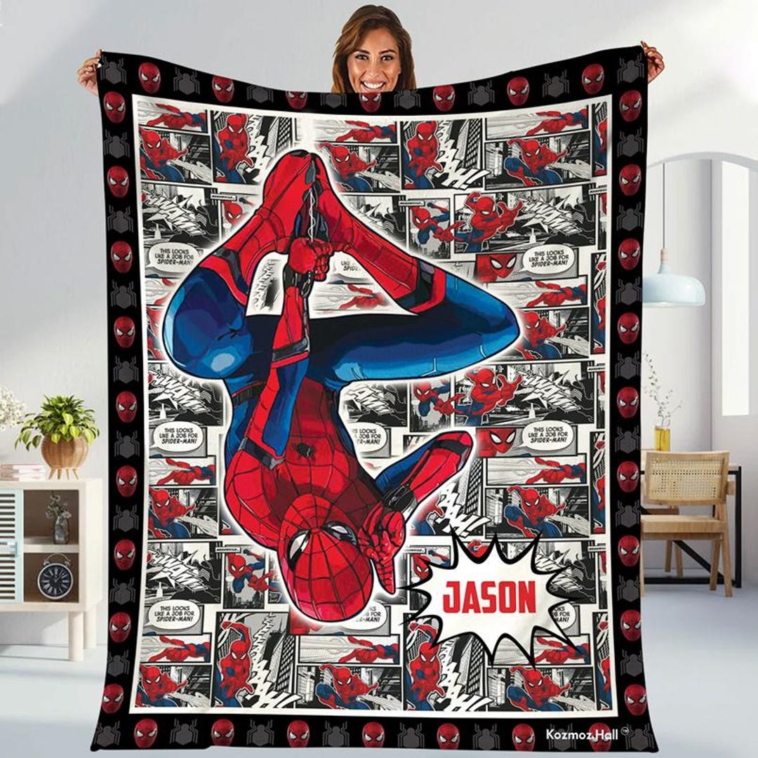 Personalized Spider Man Blanket, Spider Man Friends Blanket, Superhero ...