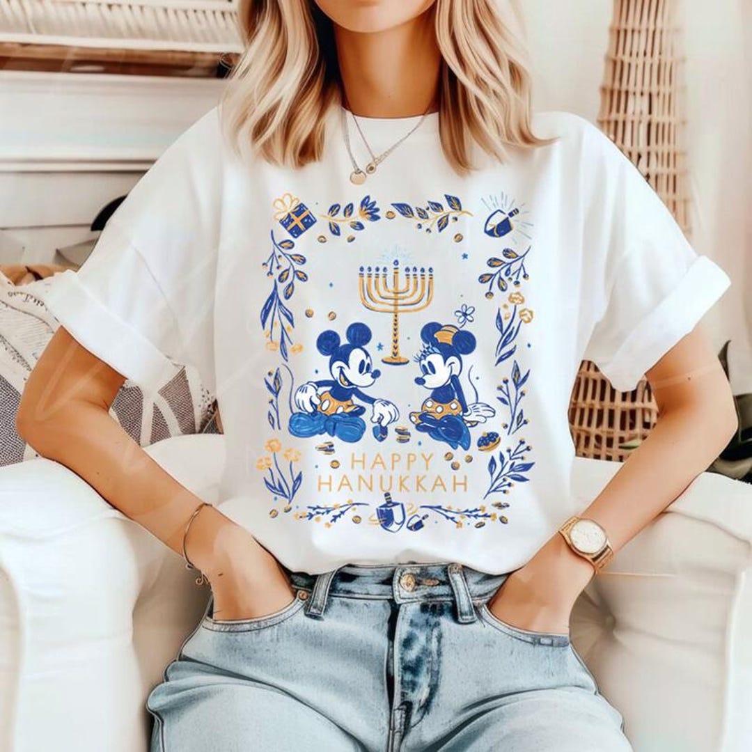 Disneyland Mickey and Minnie Happy Hanukkah Shirt, Chanukah Menorah ...