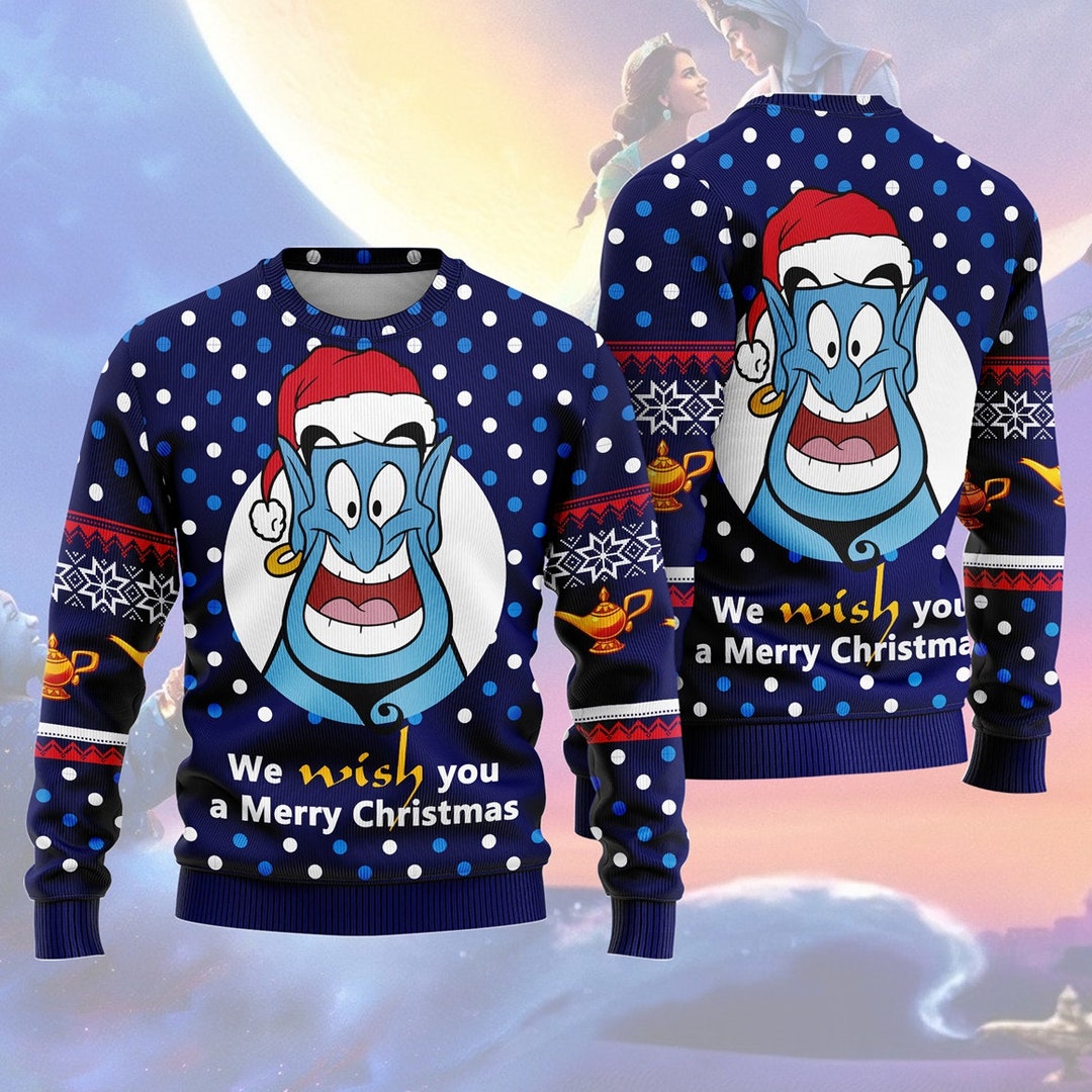 Aladdin Genie Christmas Ugly Sweater, We With You A Merry Christmas ...
