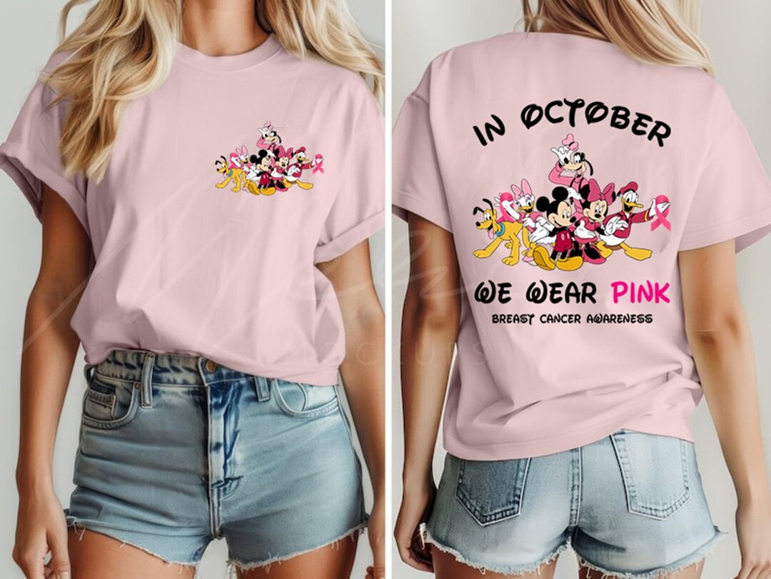 Mickey and Friends Breast Cancer 2024 Shirt, in October We Wear Pink ...