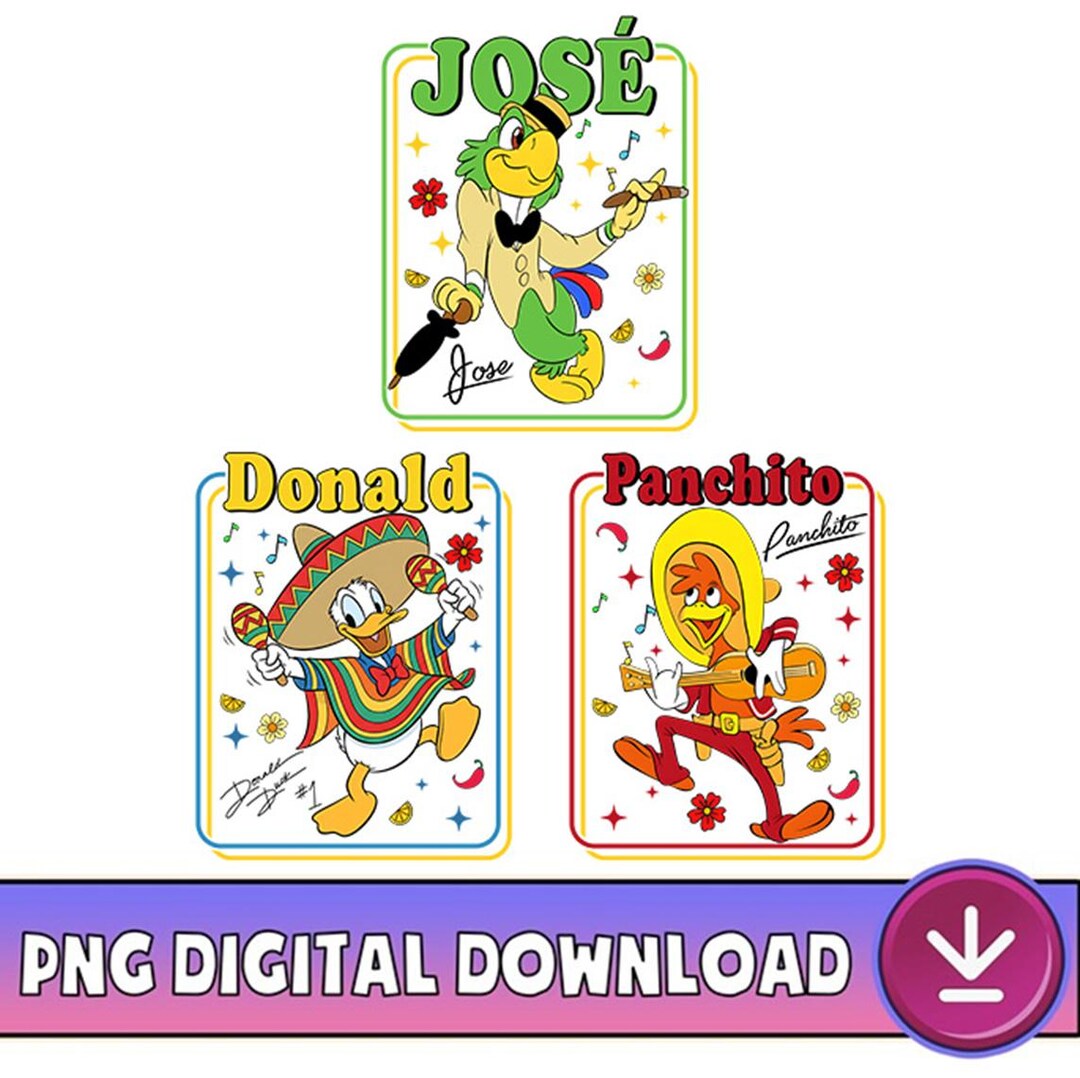 The Three Caballeros Team PNG Bundle, Jose Panchito Carioca Donald Png ...