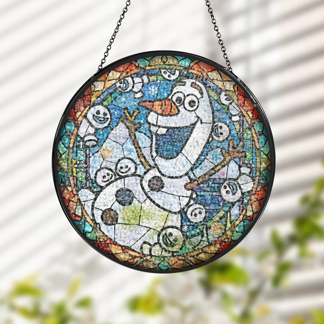 Disneyland Frozen Stained Glass Ornament, Olaf Glass Suncatcher, Olaf ...