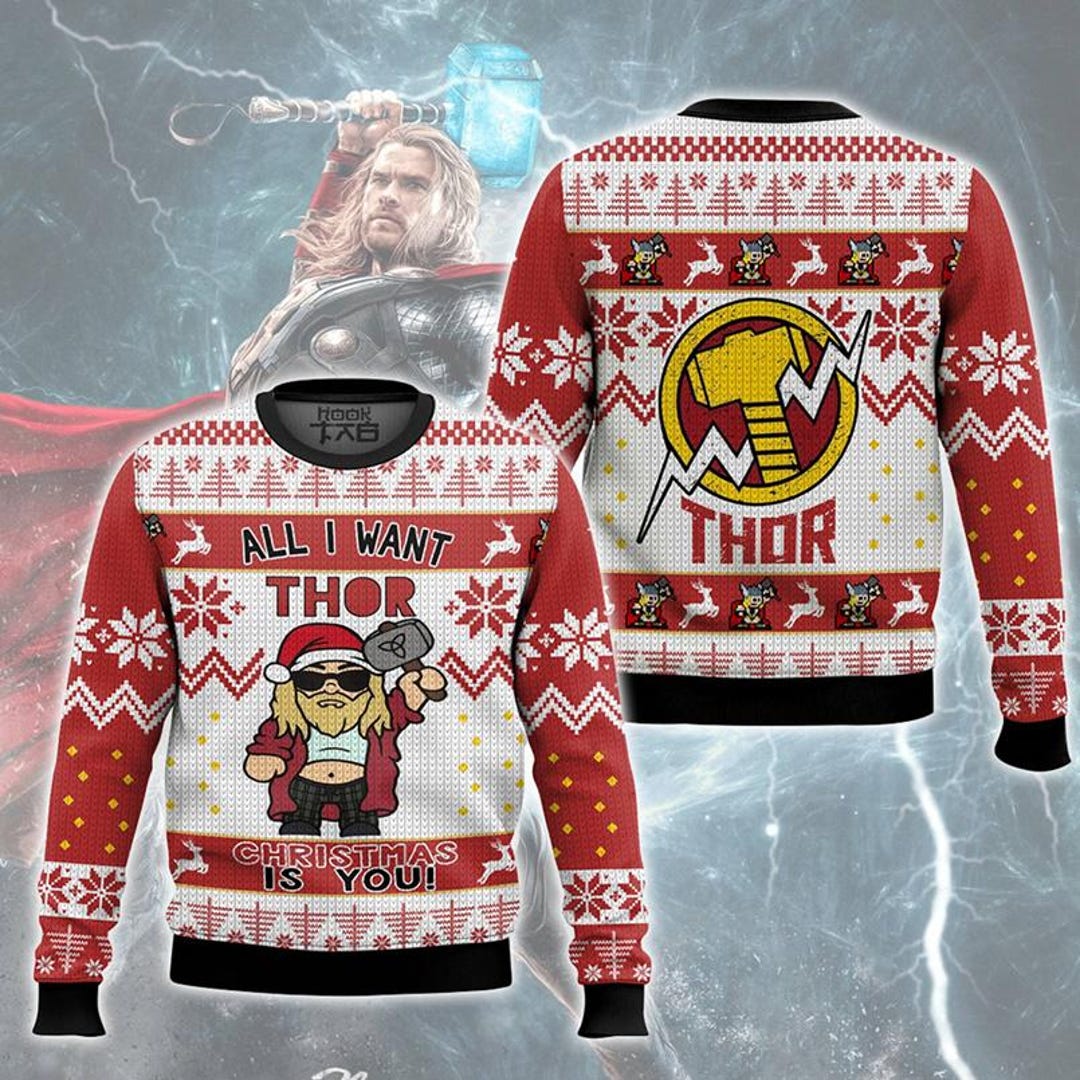 Thor Ugly Christmas Sweater, All I Want Thor Christmas is You Shirt ...
