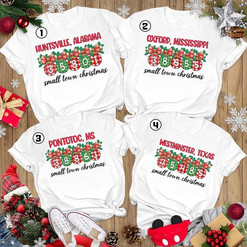 Custom Small Town Christmas Comfort Colors Shirt, Custom Zip Code Shirt ...