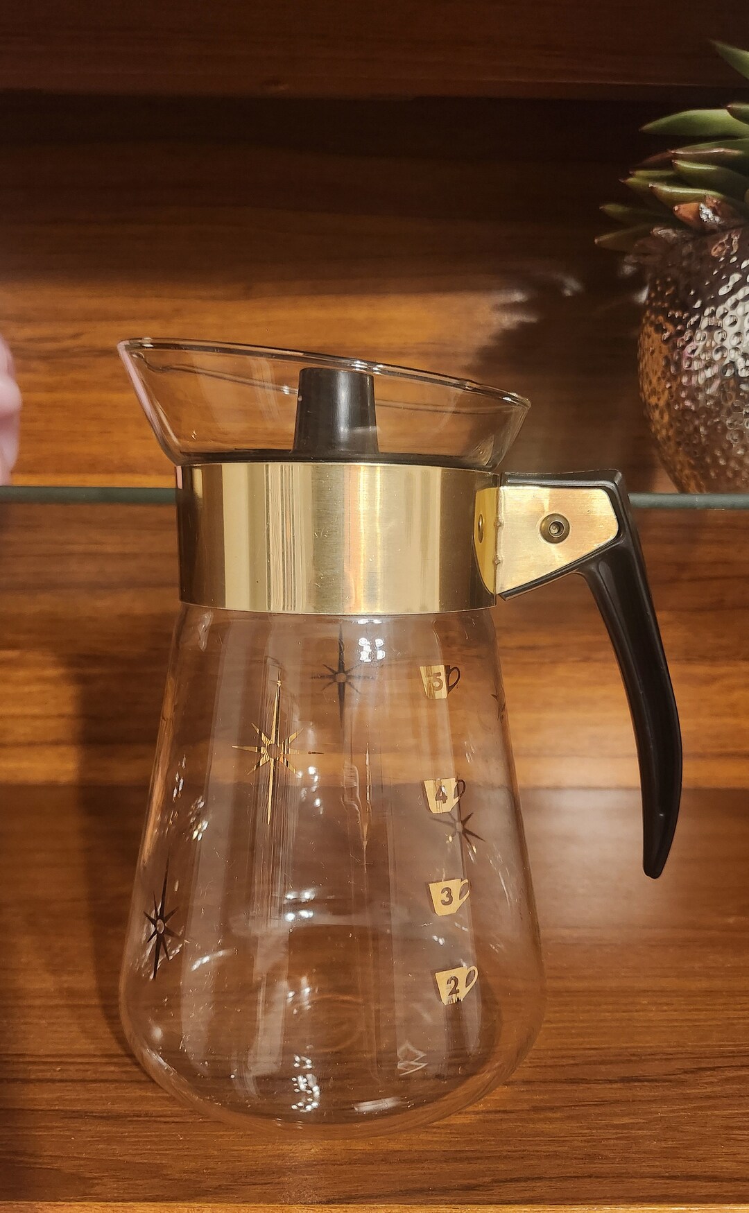 Corning Ware Pyrex Gold Atomic STARBURST Glass Coffee Carafe Pot ...