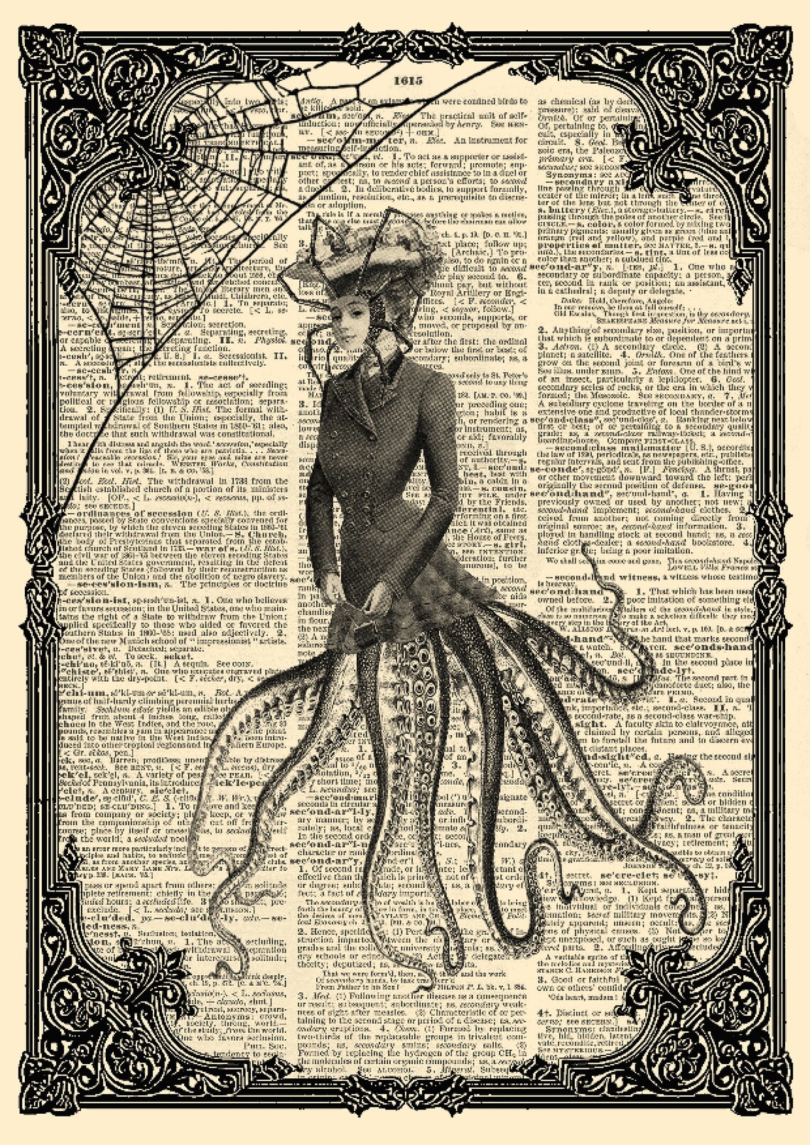 Creepy Eldritch Horror Lady Art Print Halloween Gift Occult - Etsy