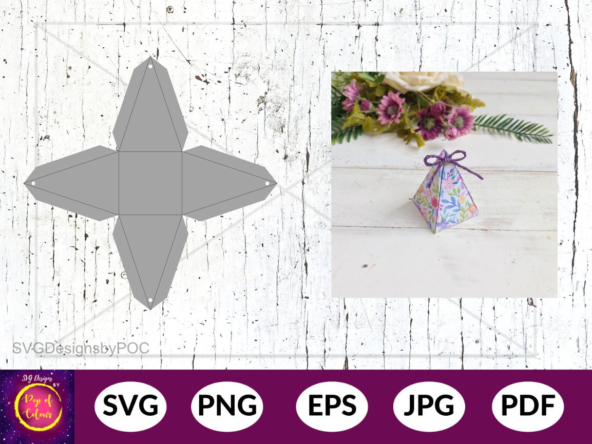 Pyramid Favor Box Template SVG triangle Gift Box | Etsy