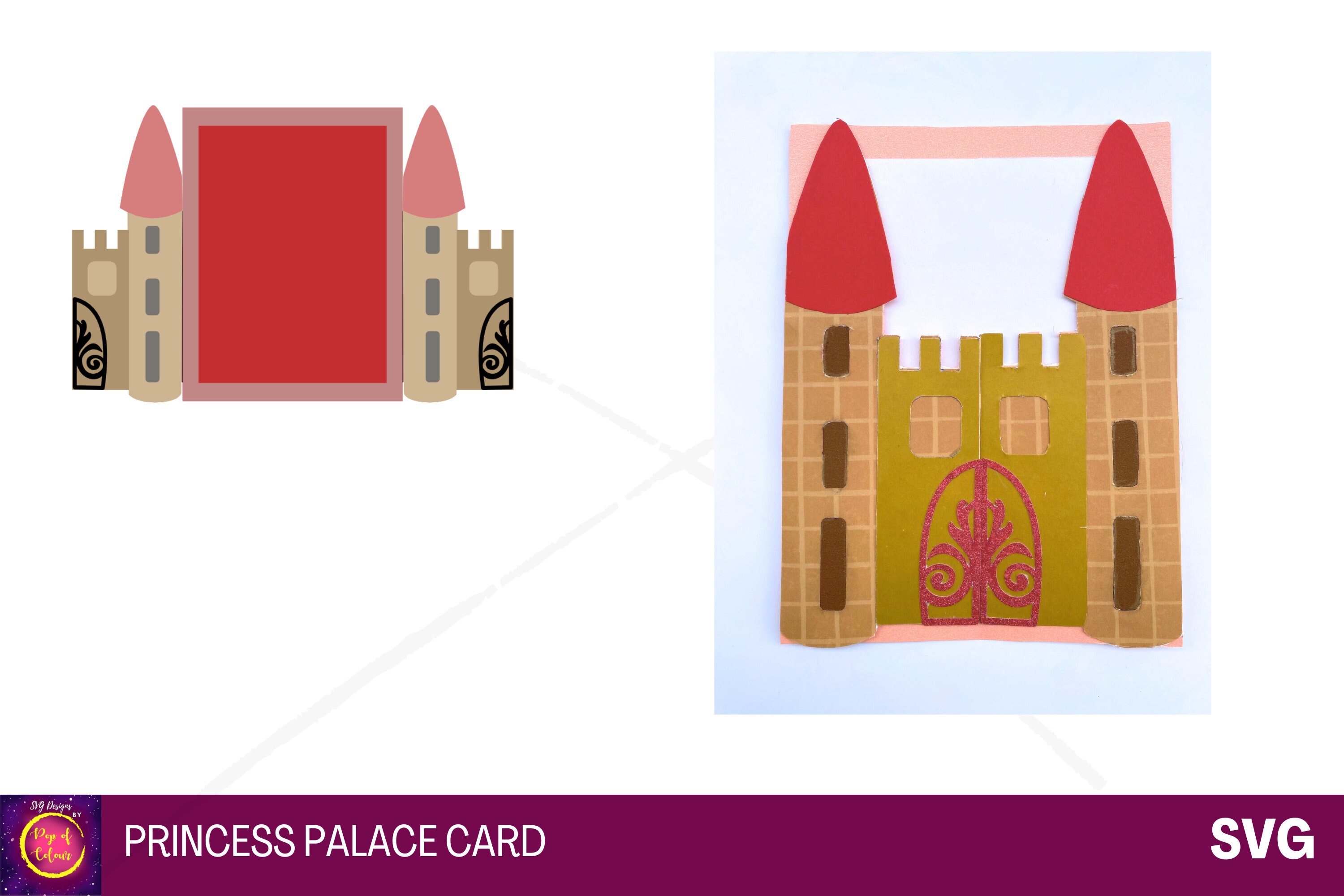 Princess Palace Card SVG Template Princess Party Invitation - Etsy