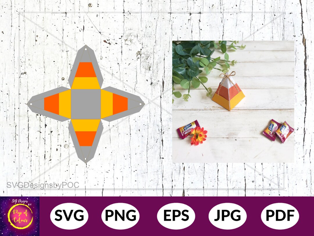 Candy Corn Pyramid Gift Box Template SVG| Candy Corn SVG | Fall Decor ...