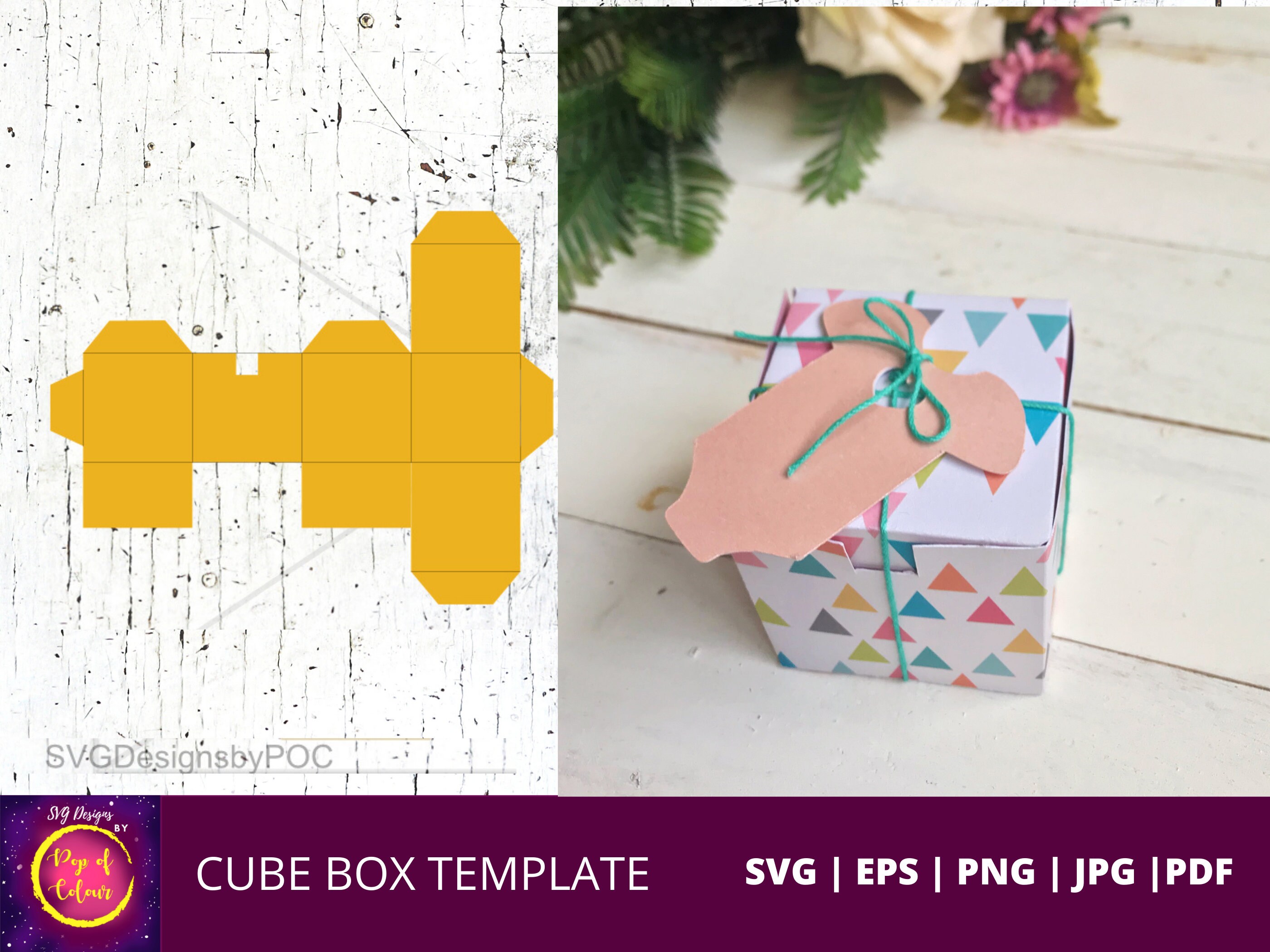 Cube Party Favor Box Template SVG Wedding Favor Box SVG Favor Box ...