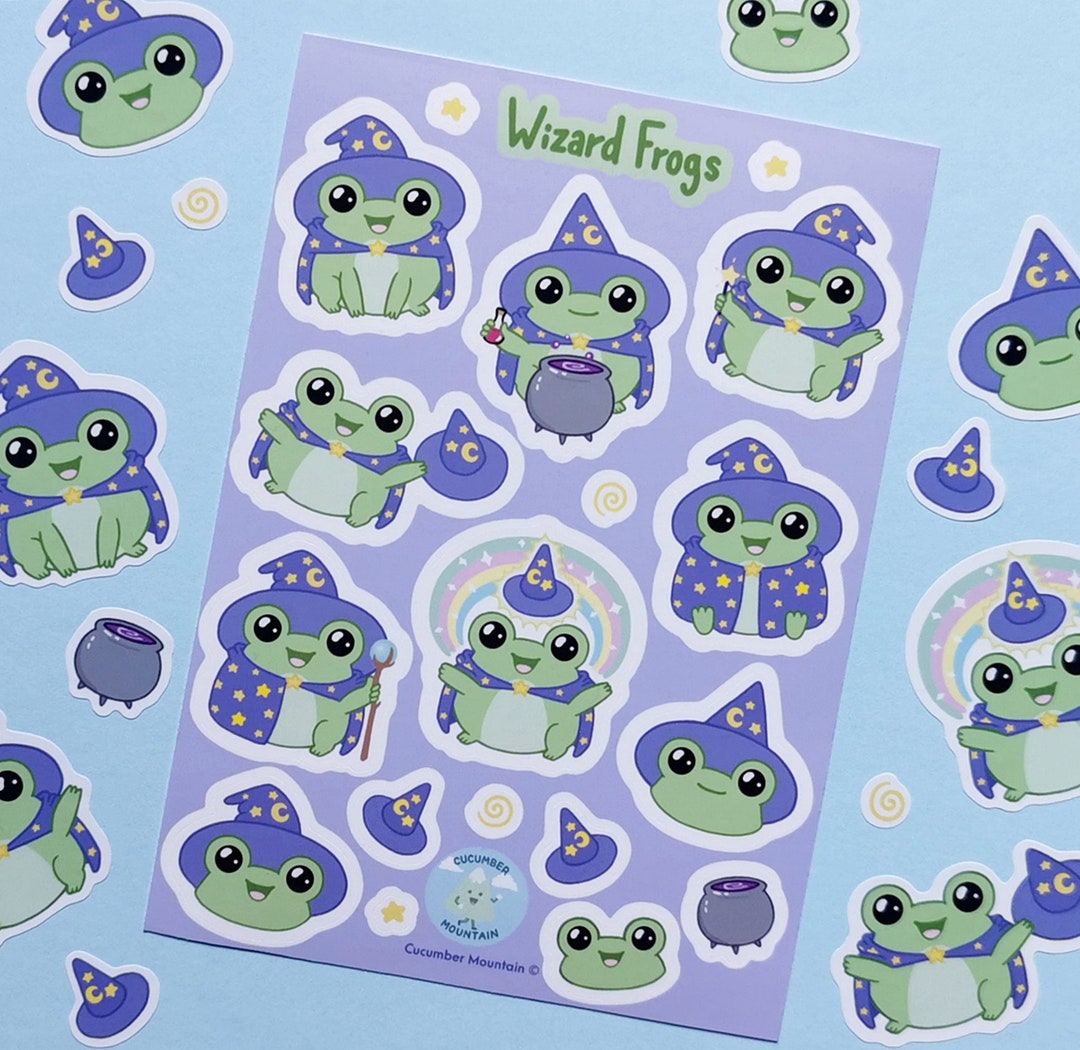 Cute Wizard Frogs Sticker Sheet Small Magic Frog Journal / Planner ...