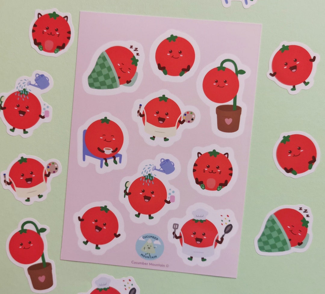 Cute Tomatoes Sticker Sheet | Small Tomato Planner / Journal Stickers ...