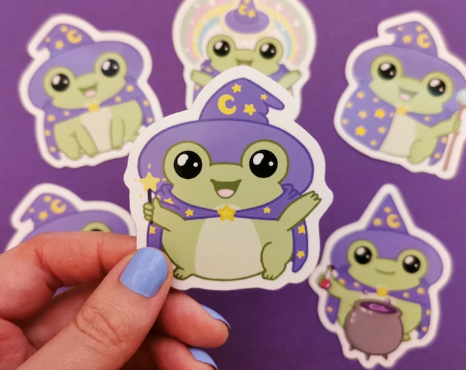 Cute Frog Wizard Sticker, Cute Wizard Sticker, Cute Frog Sticker,animal ...