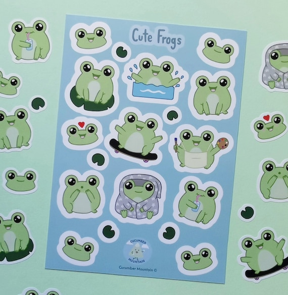 Cute Frogs Sticker Sheet Small Frog Stickers A6 Sheet - Etsy