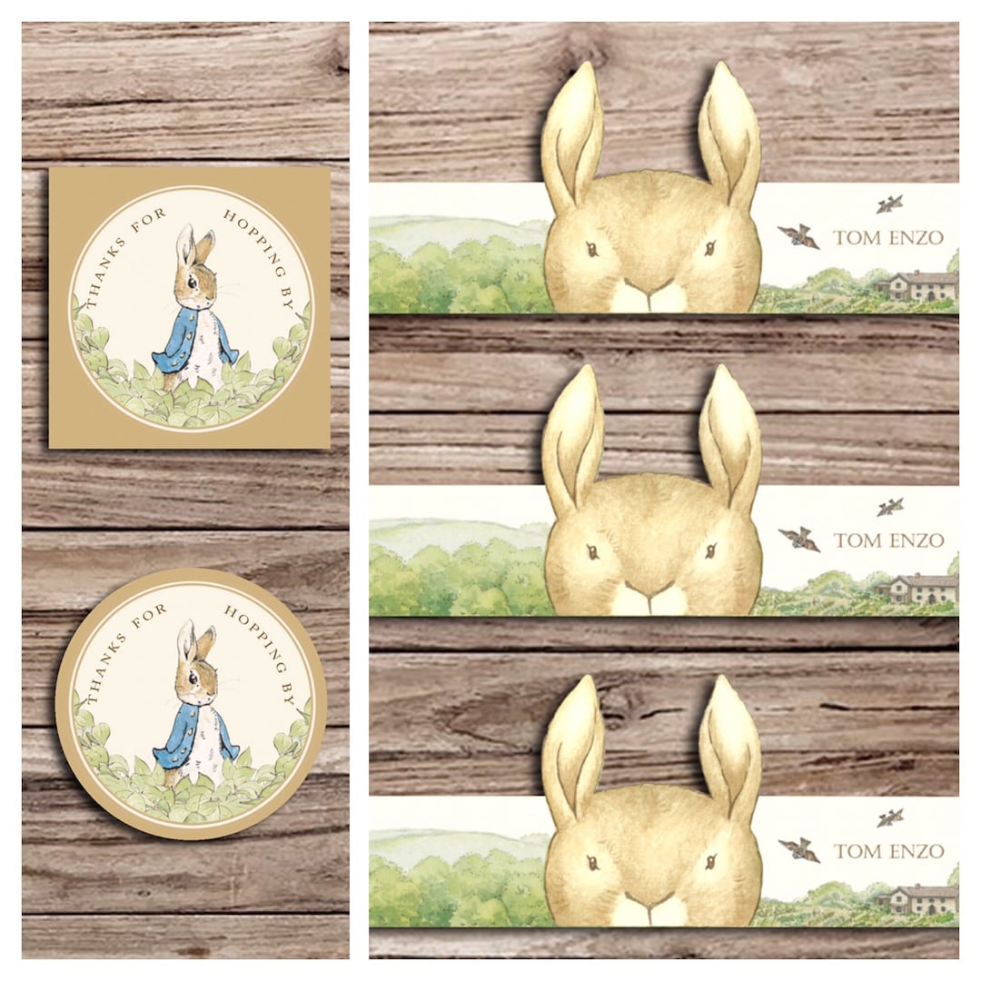 Peter Rabbit Birthday Party Baby Shower Party Water Bottle Label and ...