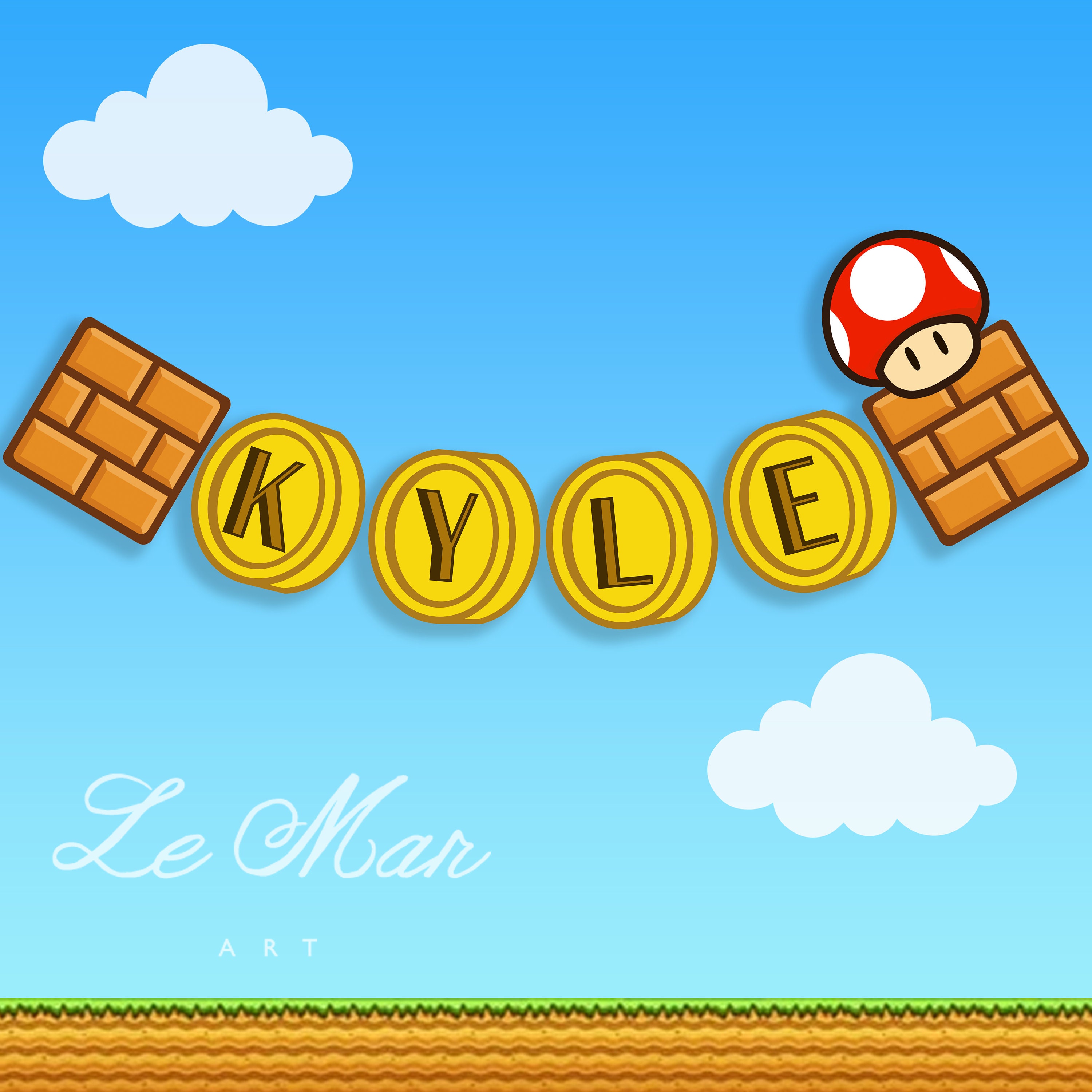 Super Mario Bros Mushroom Coin Bricks Birthday Party Bunting / - Etsy