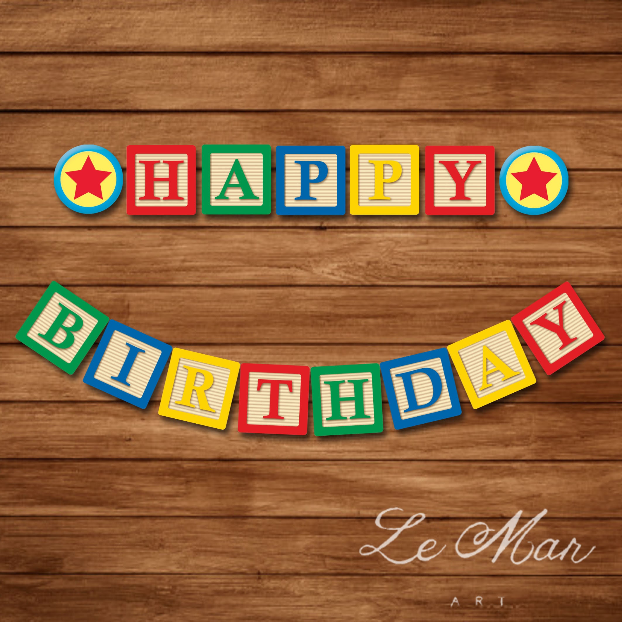 Toy Story Birthday Banner / "happy Birthday" Alphabet Blocks Bunting ...