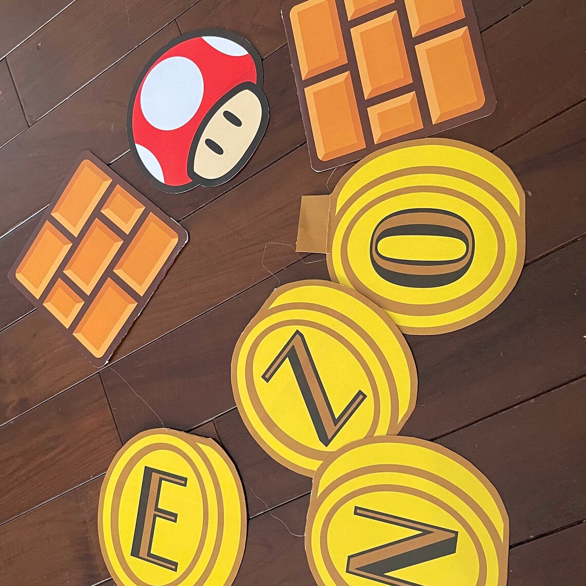 Super Mario Bros Mushroom Coin Bricks Birthday Party Bunting / - Etsy