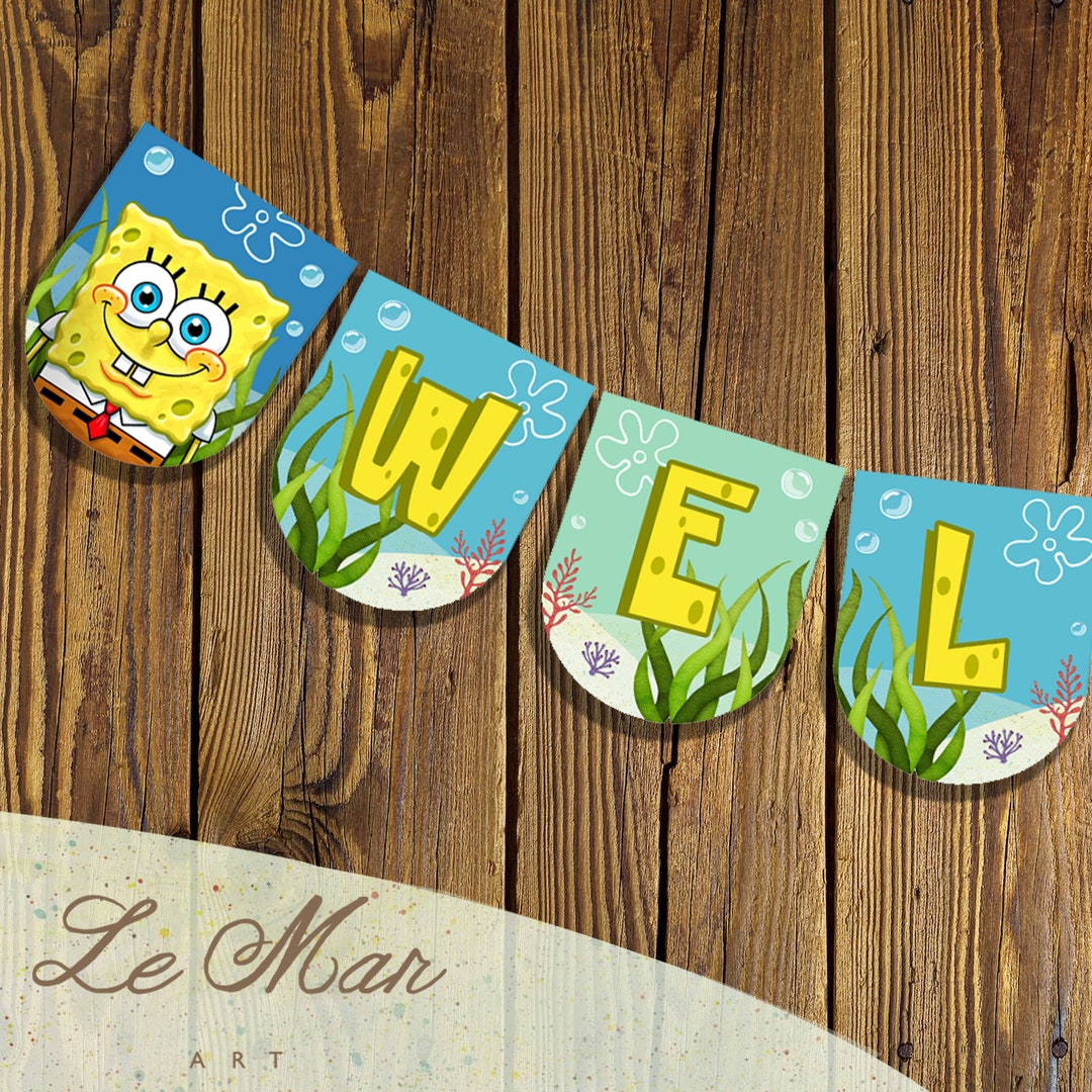 SPONGE Sea Ocean Beach Theme welcome Birthday Party Bunting , Welcome ...
