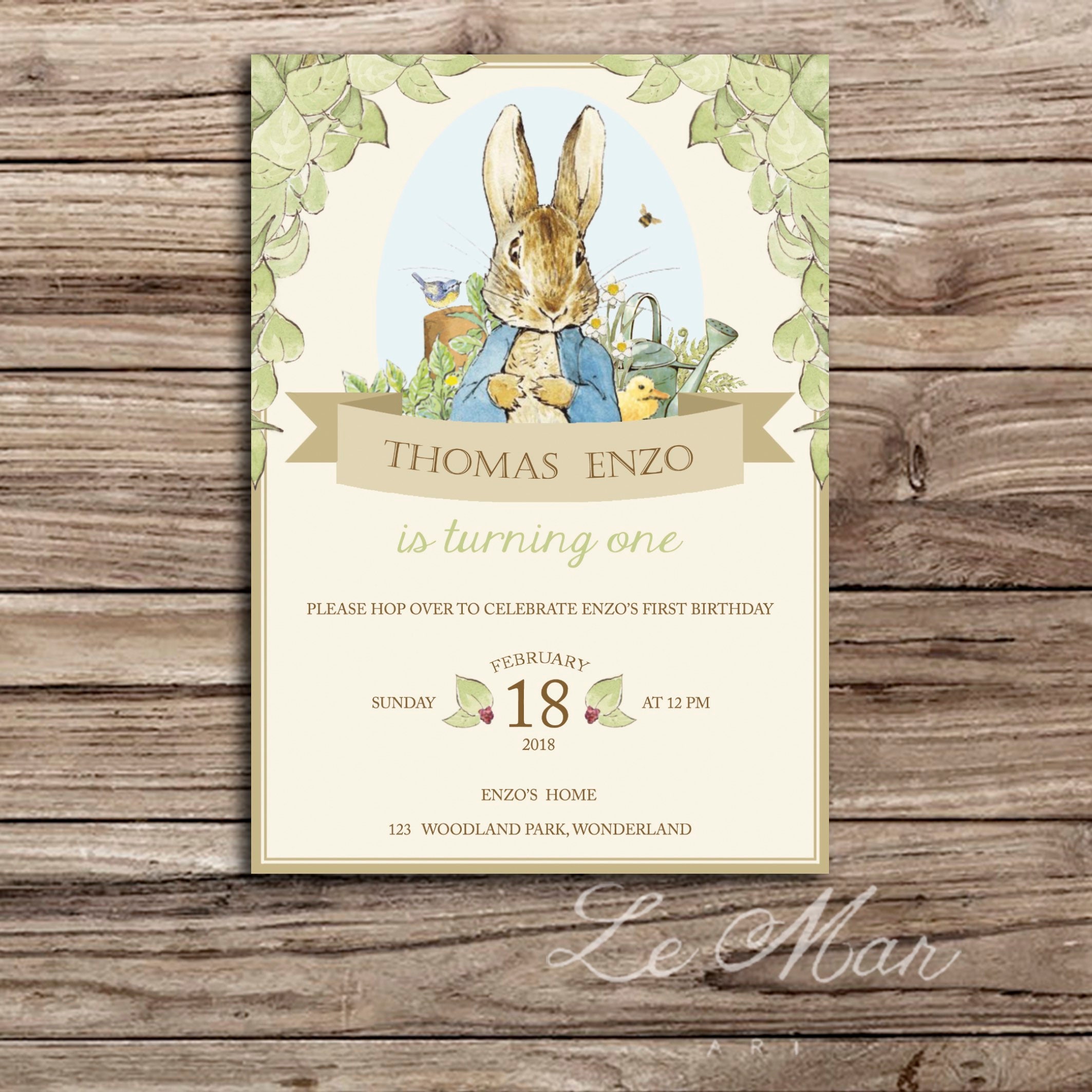 Peter rabbit birthday / baby shower invitation invites card | Etsy
