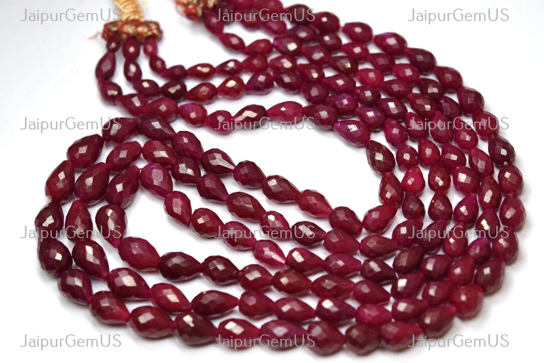 8 Inches Strand, AAA+ Quality, Natural Ruby Dyed Straight Drilled Fancy ...