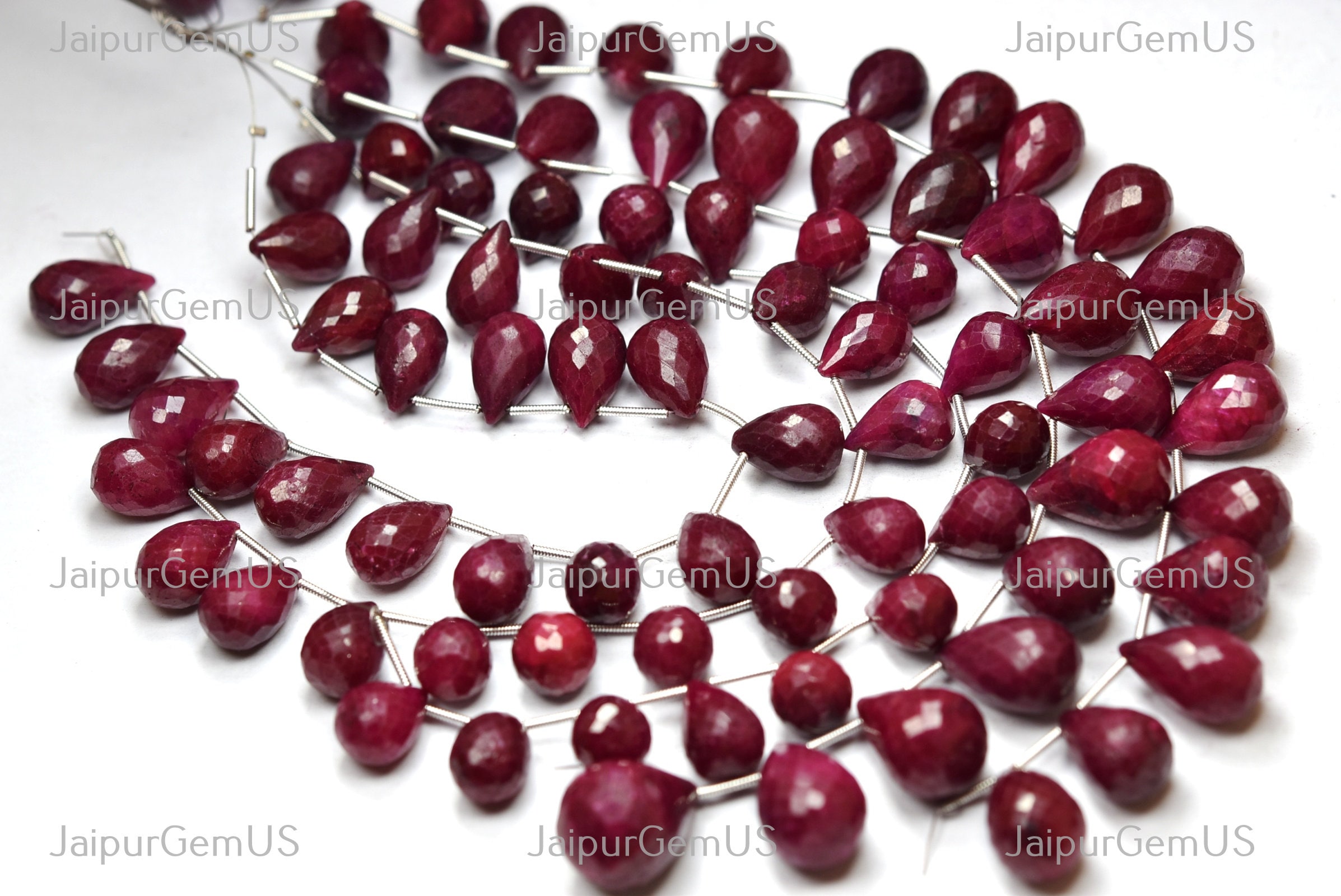 7 Inches Strand, 17 Pieces Beads, AAA+ Quality, Natural Ruby Dyed Fancy ...