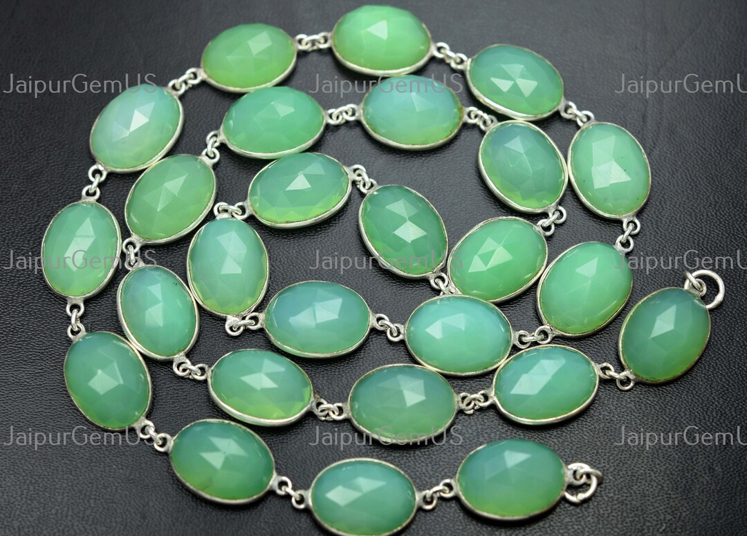 24 Inch German Silver Chain, Good Quality, Green Dyed Natural ...