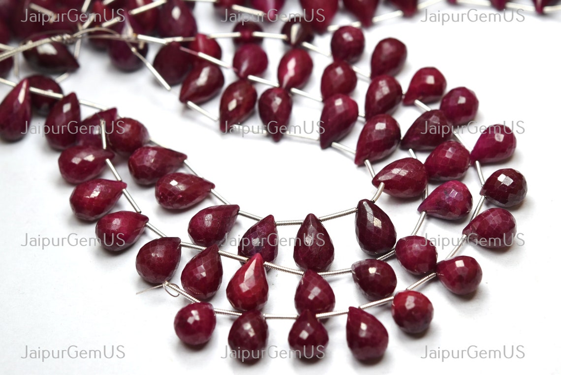 7 Inches Strand, 17 Pieces Beads, AAA+ Quality, Natural Ruby Dyed Fancy ...