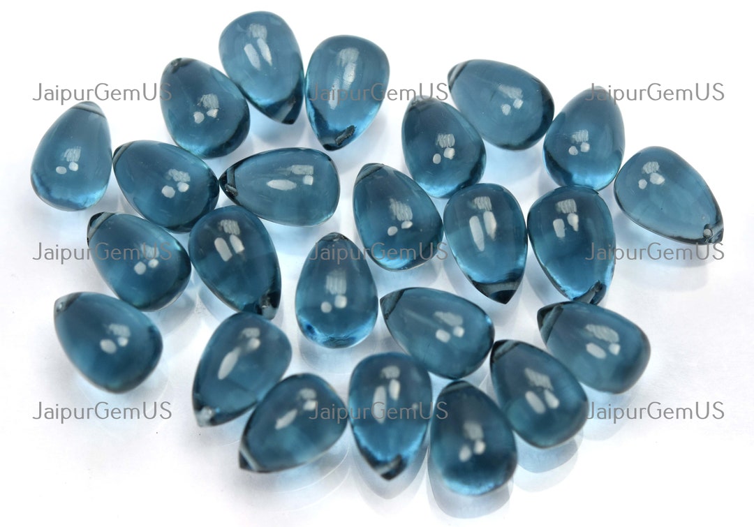 5 Mached Pair, Finest Quality, Dark London Blue Quartz Smooth Fancy ...