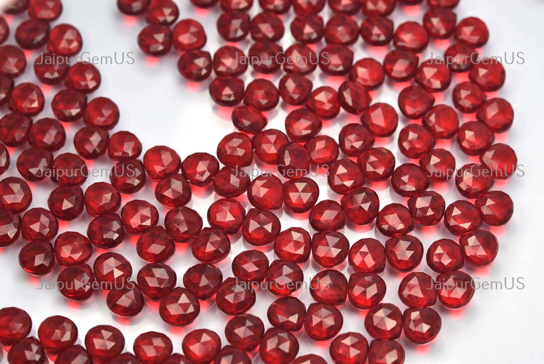 5 Matched Pair, Finest Quality, Red Quartz Faceted Fancy Heart Shape ...