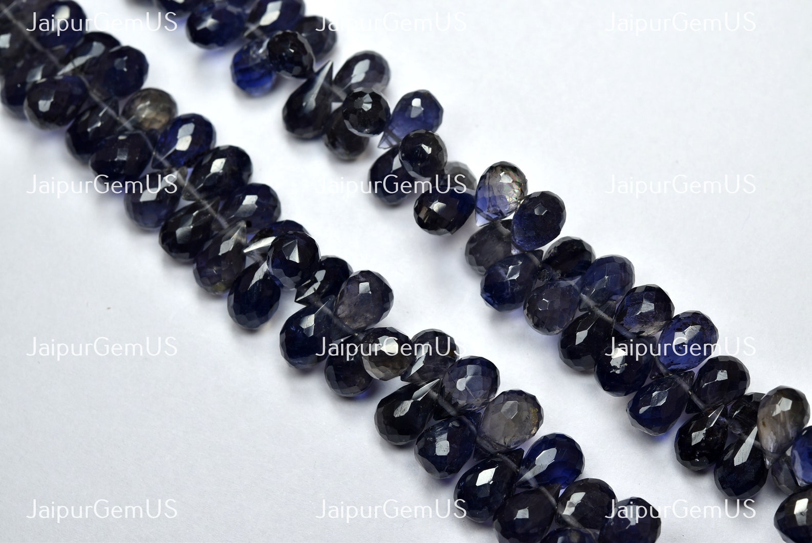 7 Inch Strand, Very Good Quality, Natural Iolite Fancy Drop Faceted ...