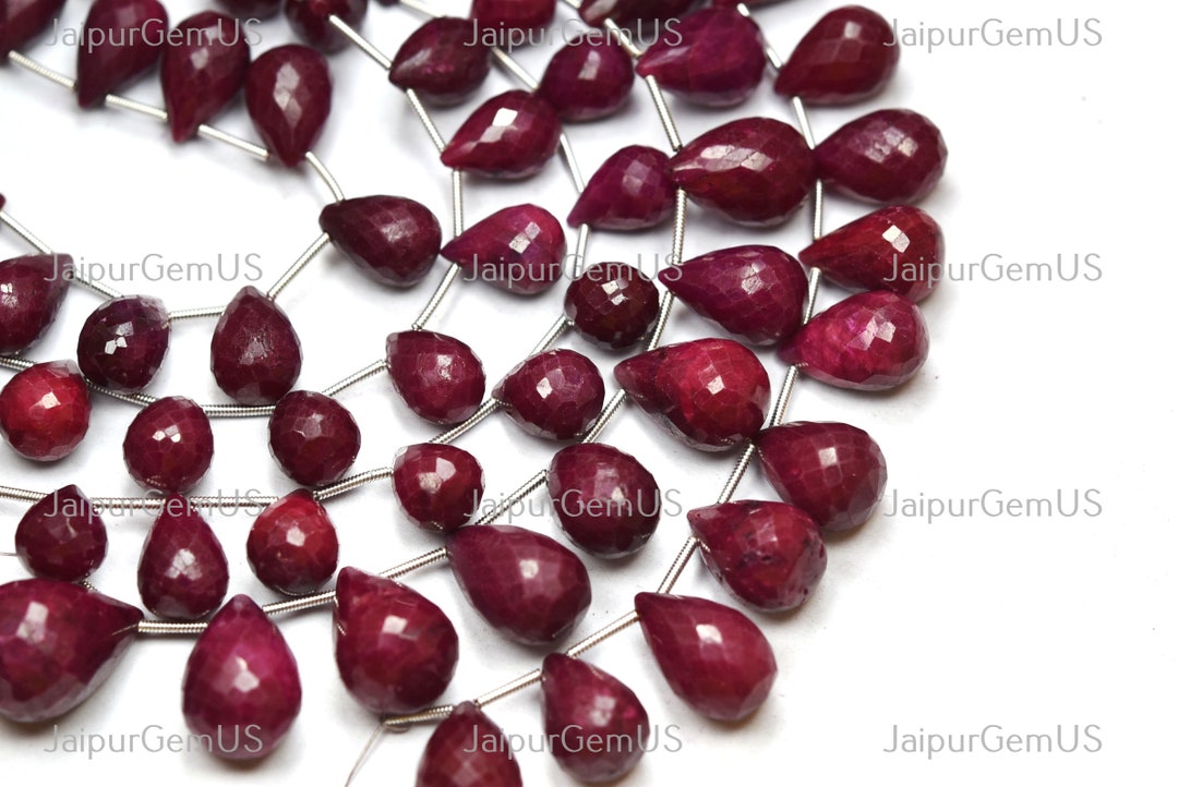 7 Inches Strand, 17 Pieces Beads, AAA Quality, Natural Ruby Dyed Fancy ...