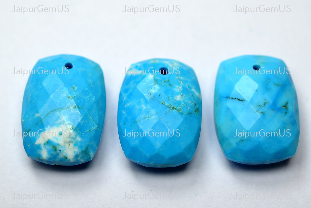 3 Pieces Set Good Quality Chalk Turquoise Front Drilled - Etsy