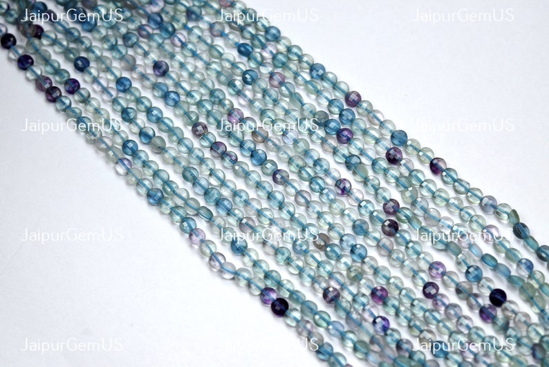 12 Inch Strand Natural Flurite Shaded Gemstones Faceted Coin - Etsy