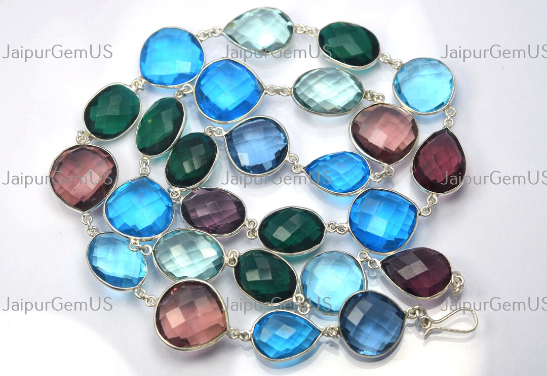 25 Inch German Silver Chain, Good Quality, Multi Quartz Faceted Fancy ...