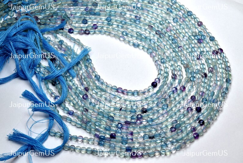 12 Inch Strand Natural Flurite Shaded Gemstones Faceted Coin - Etsy