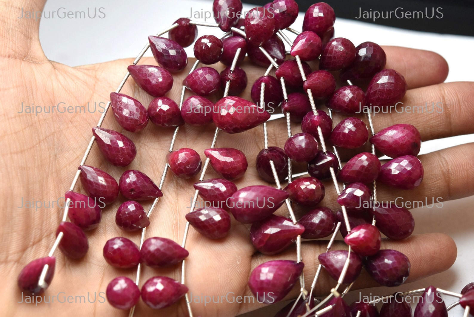 7 Inches Strand, 17 Pieces Beads, AAA+ Quality, Natural Ruby Dyed Fancy ...
