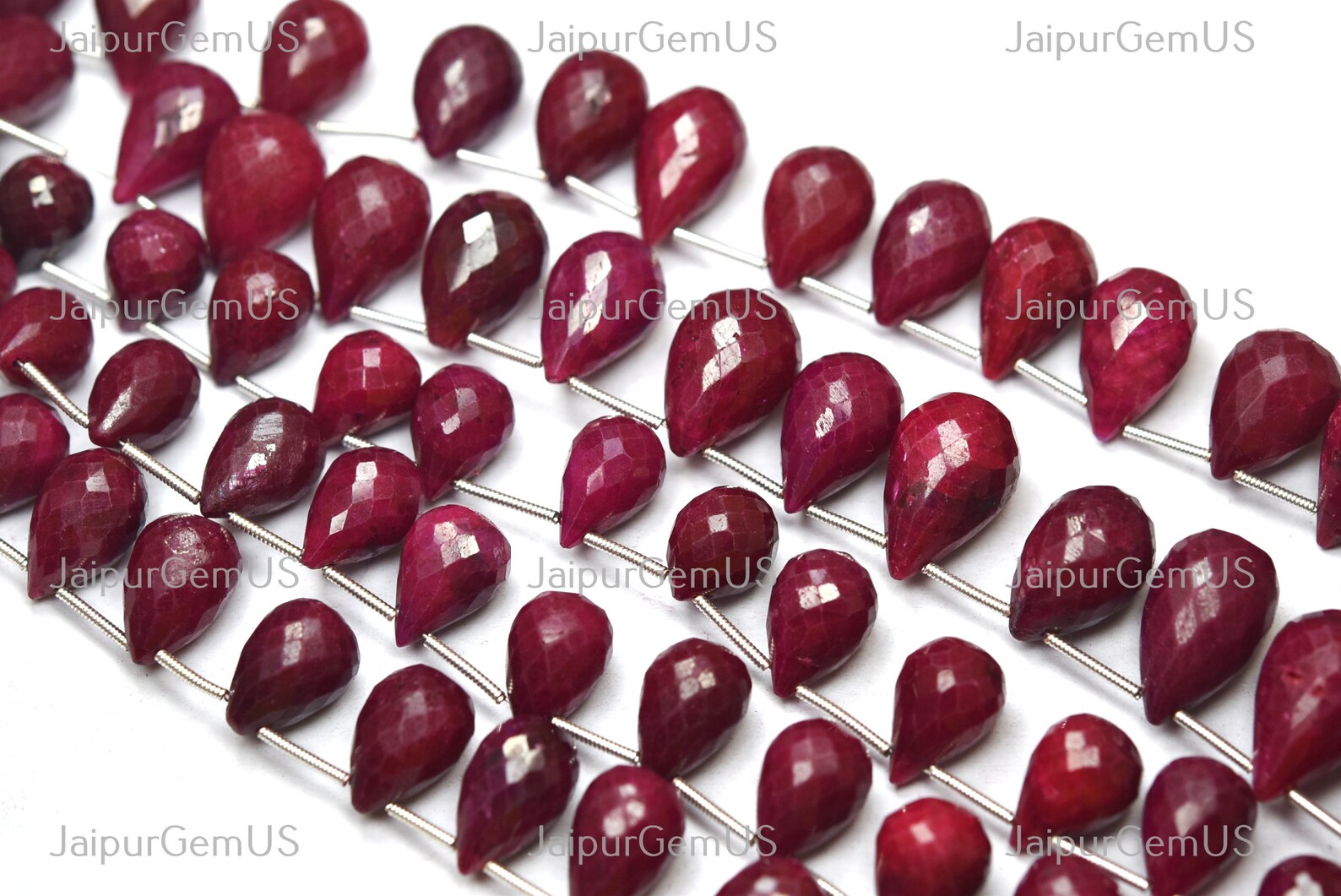 7 Inches Strand, 17 Pieces Beads, AAA+ Quality, Natural Ruby Dyed Fancy ...