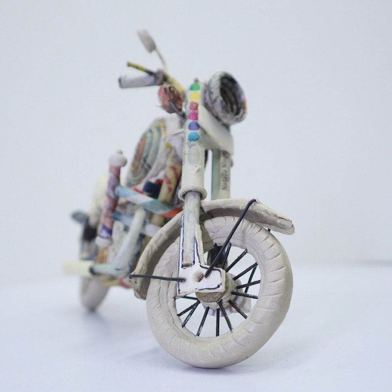 Handmade Paper Motorcycle Model: Vintage Home Decor Showpiece - Etsy