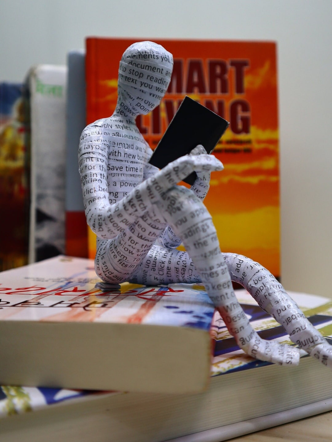 Papier Mache Sculpture, Book Reading Figurine Paper Mache Sculpture ...