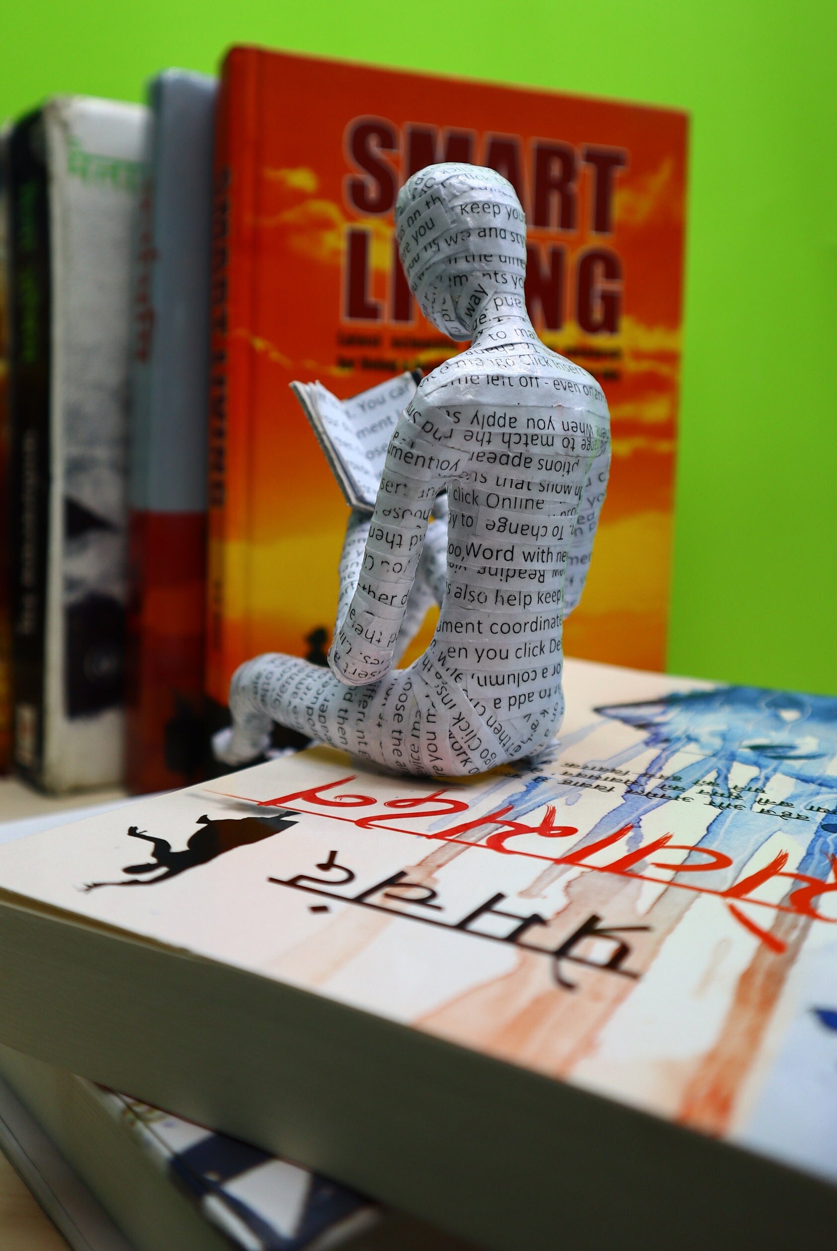Papier Mache Sculpture, Book Reading Figurine Paper Mache Sculpture ...