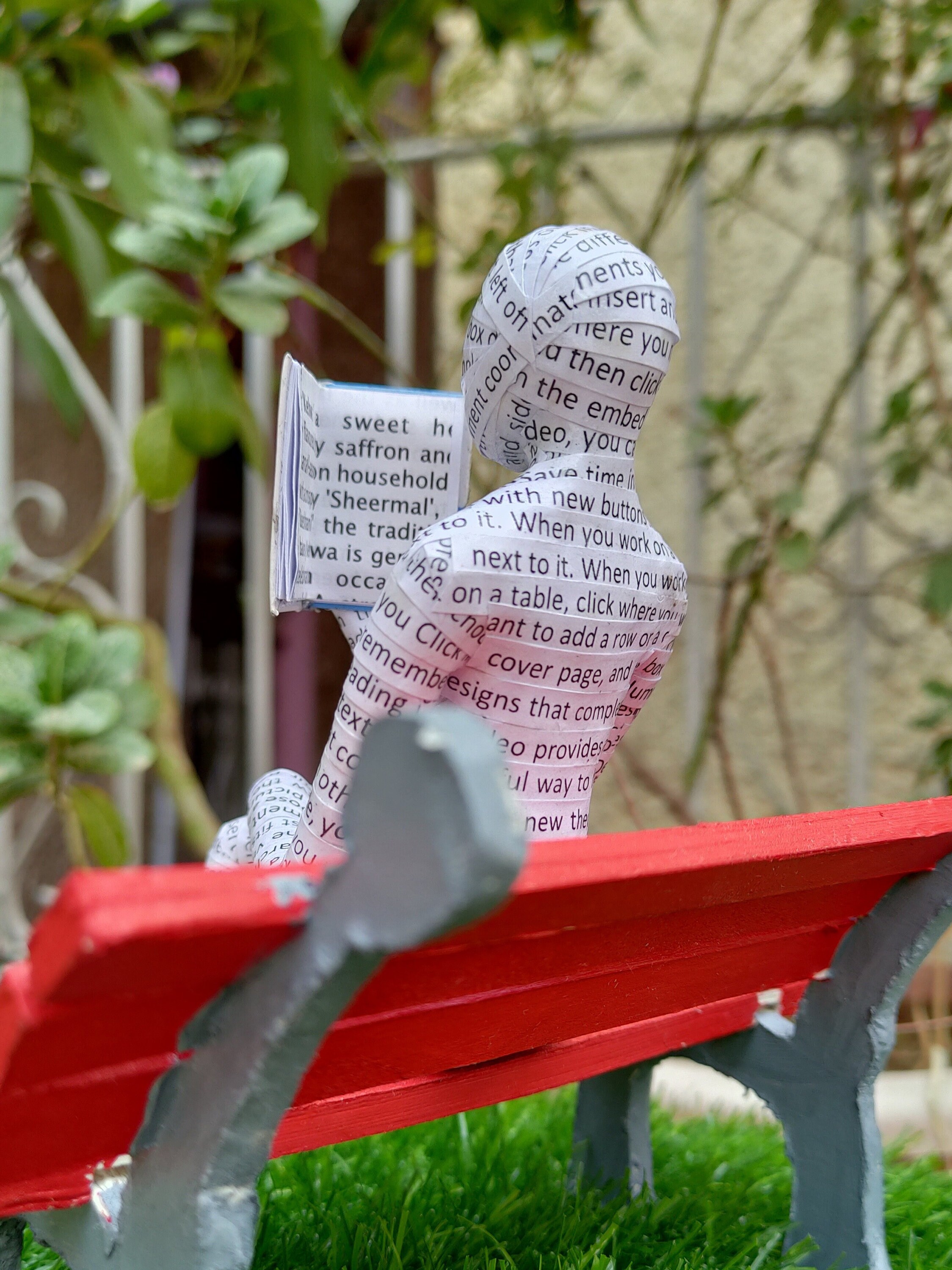 Paper Mache Sculpture Figurine Reading Book, Papier Mache Hande Made ...