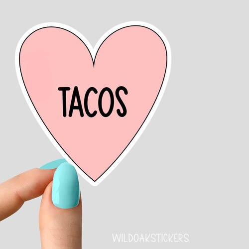 Pink Heart Tacos Sticker Sticker Pizza Laptop Stickers Pizza | Etsy
